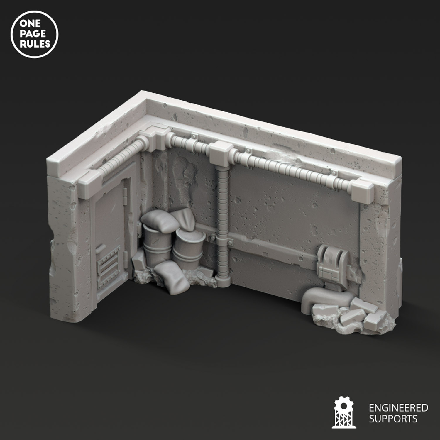Urban Ruins Corner Door Intact - miniature for table war-games & collecting